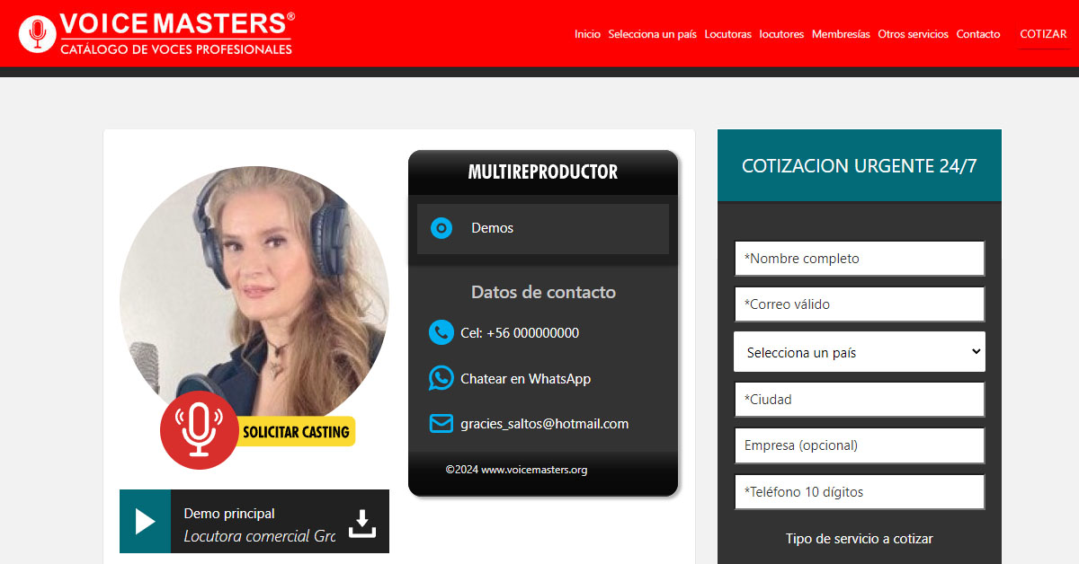 Locutora comercial Grace S