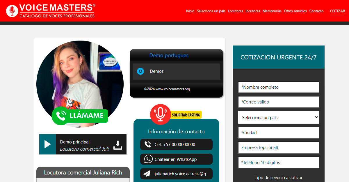 Locutora comercial Juliana Rich